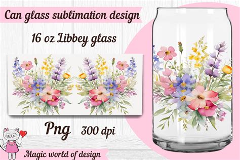 Wild Flowers Libbey Glass Can 16 Oz Graphic By Magic World Of Design