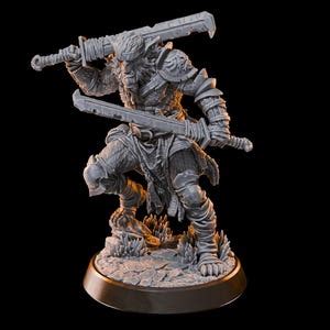 Bugbear Miniature 3d Printed Dnd Mini Fantasy Barbarian Fighter