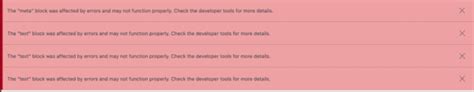 The Block Was Affected By Errors And May Not Function Properly