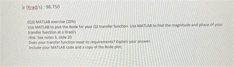 Solved Q3 MATLAB Exercise 20 Use MATLAB To Plot The Chegg