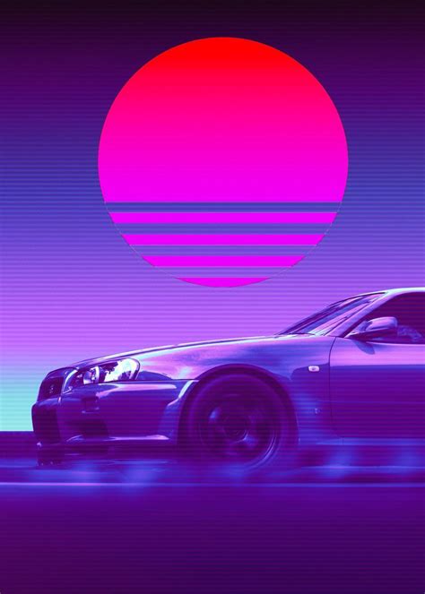 Skyline Gtr R34 Poster Picture Metal Print Paint By Exhozt