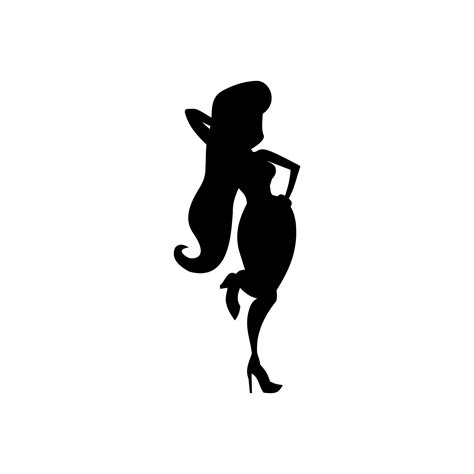 Cute Pinup Girl Cartoon Silhouette Retro Sexy Pinup Girl Vector Clip Art Decal Cricut