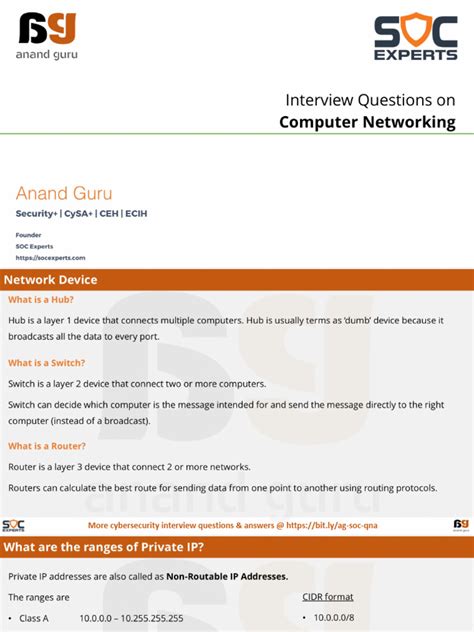1 soc experts anand guru interview questions on computer networking pdf