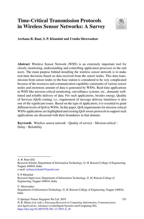 Pdf Time Critical Transmission Protocols In Wireless Sensor Networks