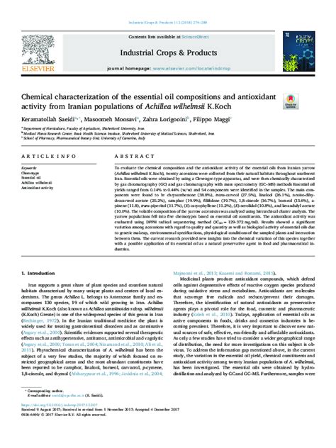 Pdf Essential Oil Composition And Antimicrobial Activity