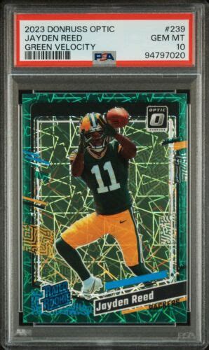 2023 Donruss Optic Jayden Reed Rated Rookie Green Velocity Prizm RC Psa