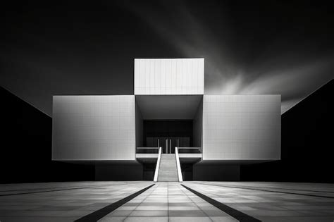 Premium Ai Image Modern Architectural Structure With Geometric Design And Dramatic Lightingxa