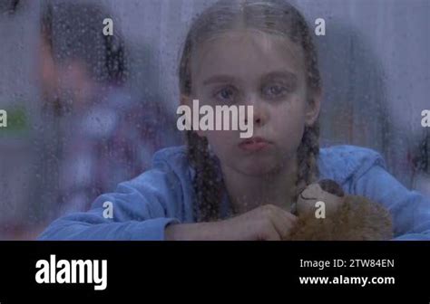 Scared Girl Holding Toy Violent Father Grabbing Moms Hair Physical