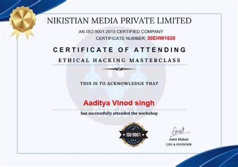 30 Days Ethical Hacking And Bug Hunting Masterclass Workshop Certificate Pdf