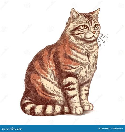 Sitting Tabby Kitty Coloring Page Black And White Cat Kitten Vector