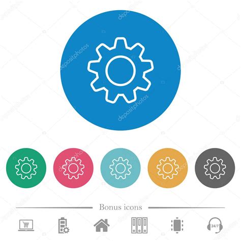 Ajustes De Iconos Blancos Planos En Fondos De Color Redondo 6 Iconos