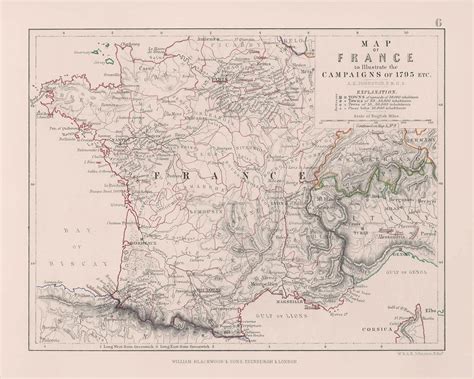 Old Military Map Of France And The French Revolutionary War 1793 The