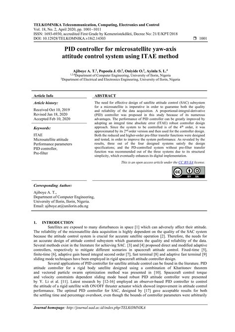 pid controller for microsatellite yaw axis attitude control system