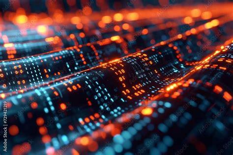 Cybernetic Stream With Glowing Binary Digits Flowing On A Futuristic Interface Symbolizing Data