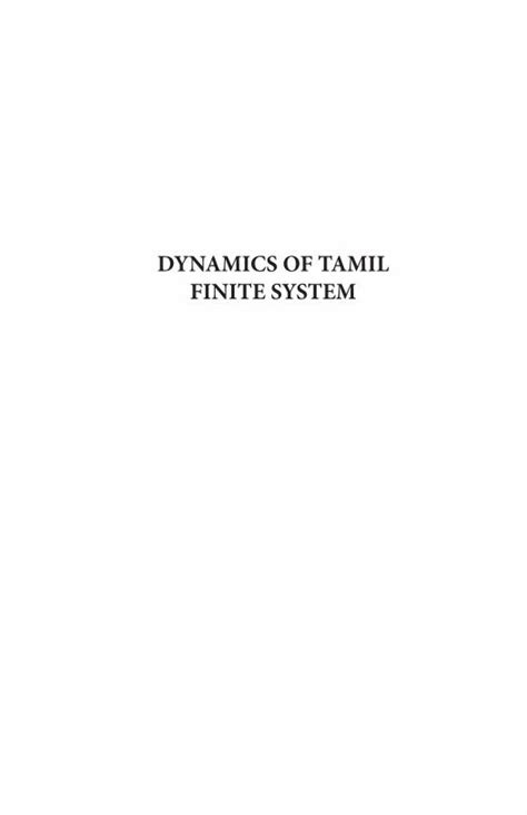Pdf Dynamics Of Tamil Finite System Dokumen Tips