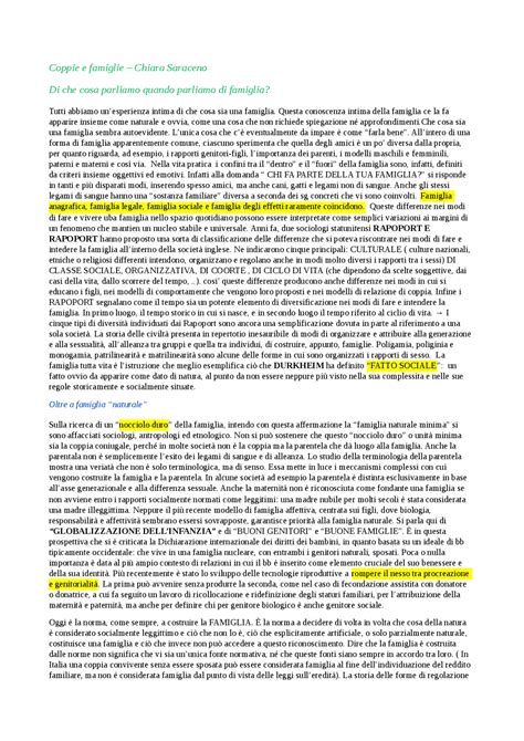Coppie E Famiglie Riassunto Docsity