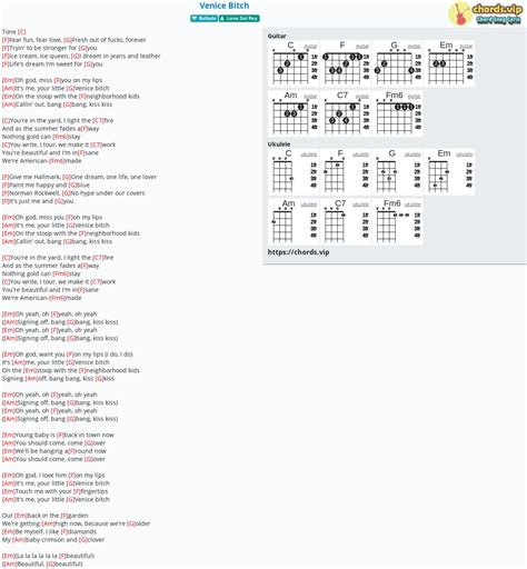 Chord Venice Bitch Tab Song Lyric Sheet Guitar Ukulele Chordsvip