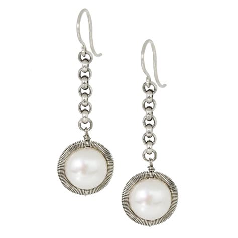 Chain Pearl Drop Earrings Chemistry Jewelry