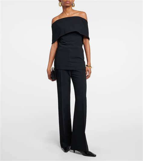 Off Shoulder Crêpe Top In Black Toteme Mytheresa