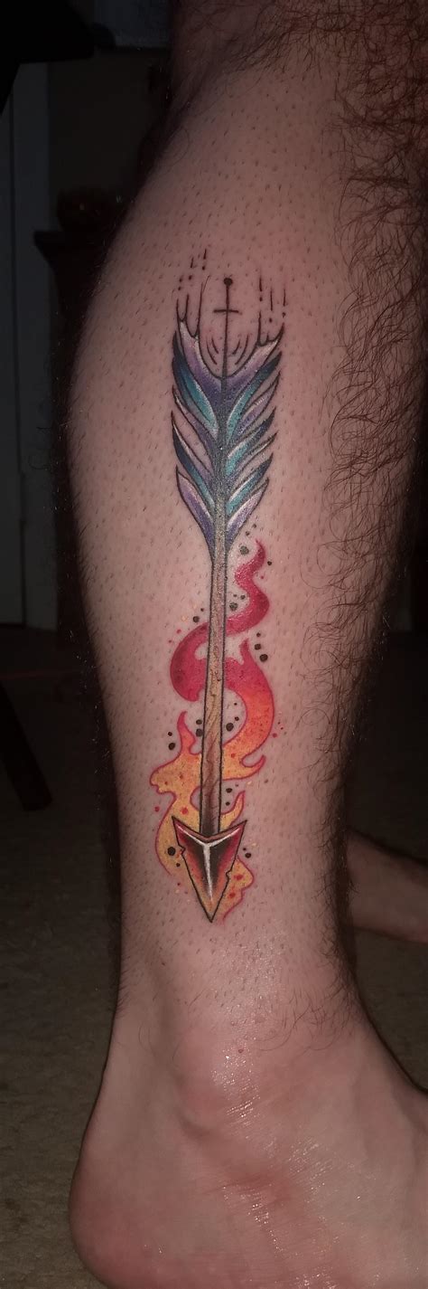 My New Flaming Arrow Tattoo Done By Jrock At Time Machine Tattoo In