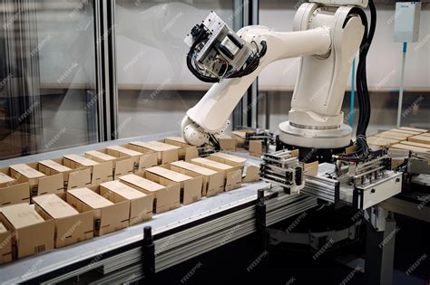 Premium Ai Image Packaging And Sorting Robot With Its Arms Sorting