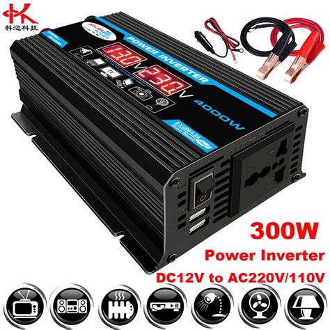 Inversor De Carro 4000W 300W 12V DC A 110V 220V AC Conversor De Energia