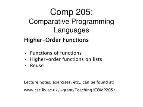 Ppt Comp 205 Comparative Programming Languages Powerpoint