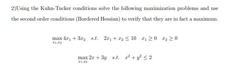 2 using the kuhn tucker conditions solve the