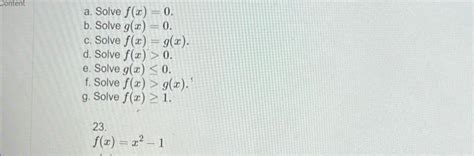 solved a solve f x 0 b solve g x 0 c solve f x g x