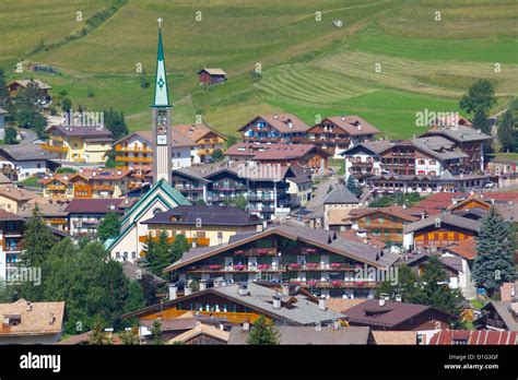 View Over Town Pozza Di Fassa Fassa Valley Trento Province Trentino