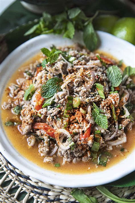Authentic Laab Moo Isaan Style Thai Pork Larb Simply Suwanee