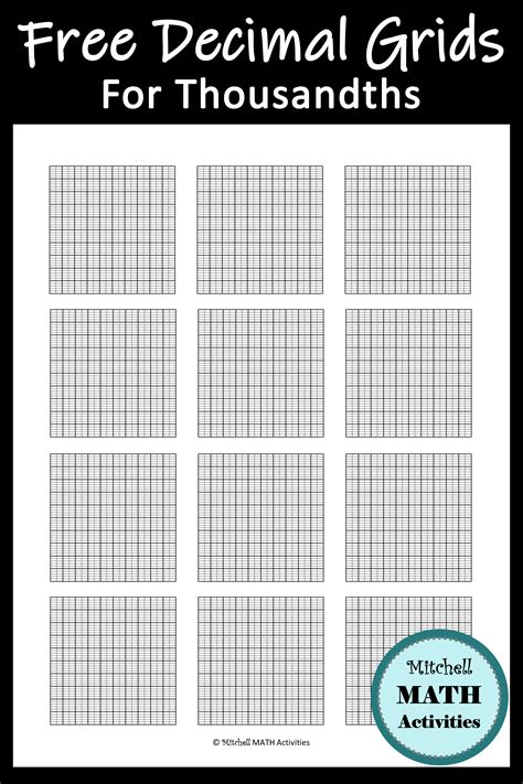 Free Printable Decimal Grid Models For Thousandths And Tips For Grid