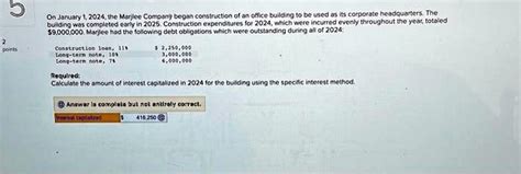 Solved On January 1 2024 The Marjlee Company Began Construction Of