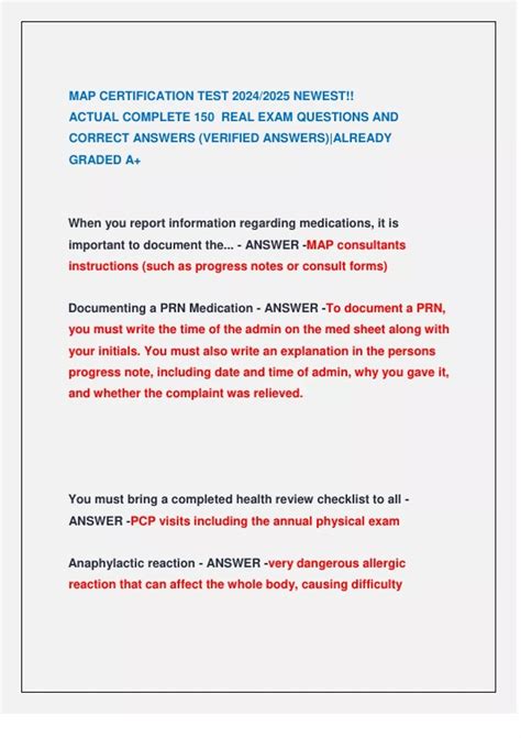 Map Certification Test 20242025 Newest Actual Complete 150 Real Exam