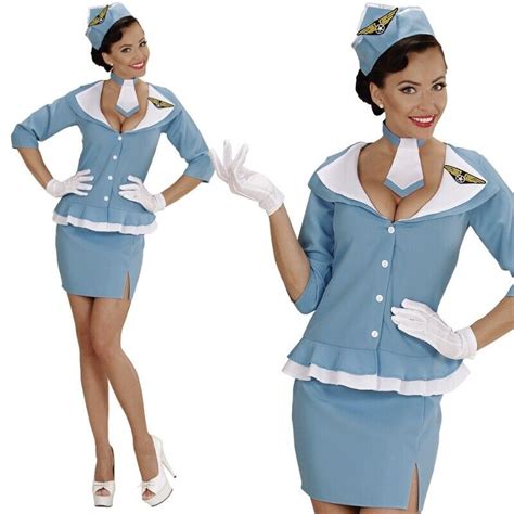 Retro Stewardess 60er Jahre Damen Kostüm Sexy Pilotin