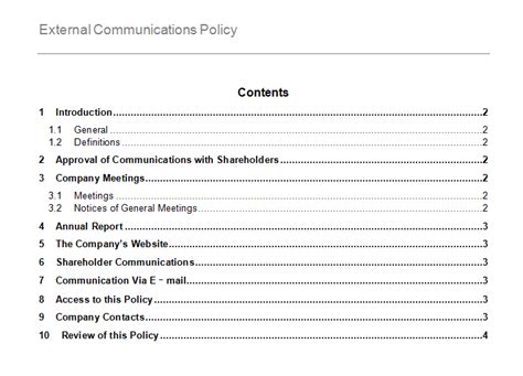 Policy For External Communications Grcready