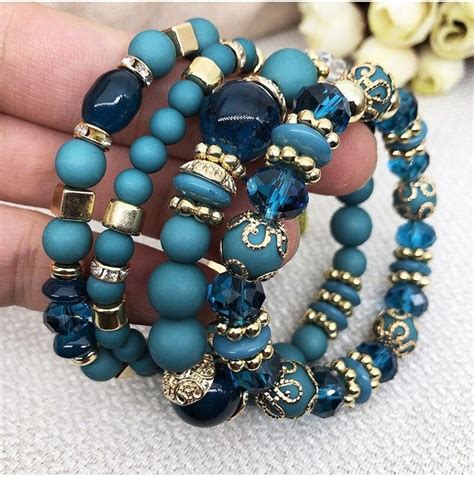 Boho Bangle Bracelets For Women Stack Bead Bracelet Set Druzy