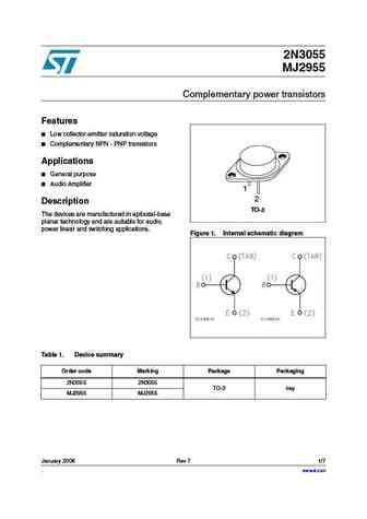 2N3055 Datasheet and Replacement, Transistor Equivalent Finder, Cross ...