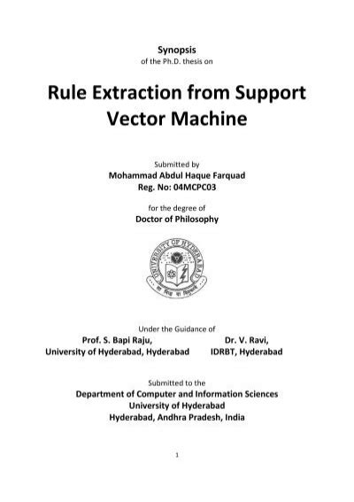 Rule Extraction From Support Vector Machine Department Of