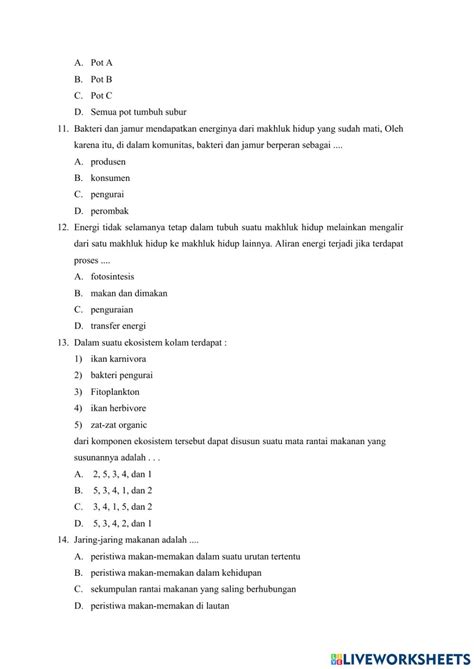 Interaksi Mahluk Hidup Worksheet
