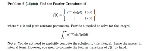 Solved Find The Fourier Transform Of F T {e Gamma T Sin