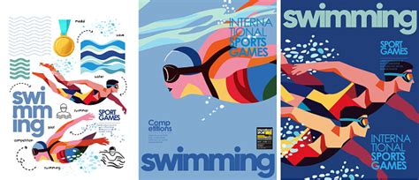수영 스포츠 수영장과 물에서 경쟁에 수영 하는 사람의 벡터 추상 기하학적 그림 포스터 초대장 전단지 또는 배경에 대 한 고글에서 수중 수영 사람들 Championship에