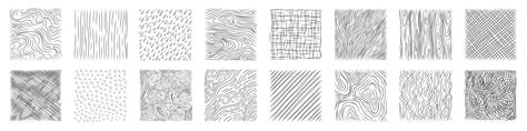 Set Of Hand Drawn Pencil Crosshatch Shapes Doodle Vector Image