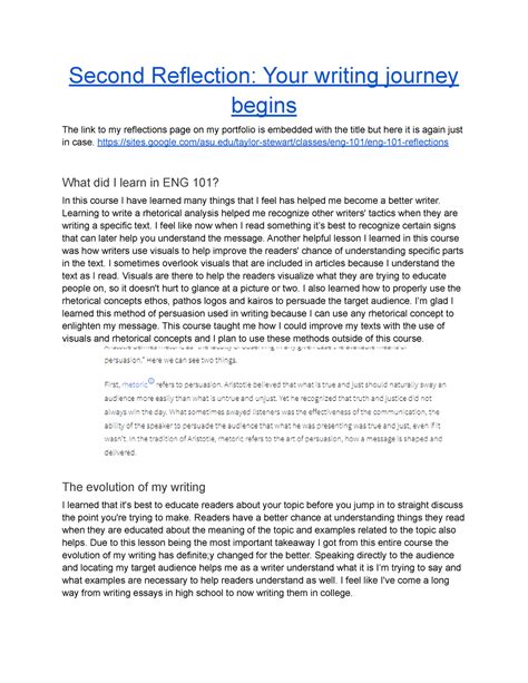 Reflection 2 Full Essay Second Reflection Your Writing Journey
