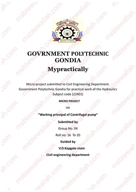 Hydraulics Microproject Msbte Civil Engineering Projects