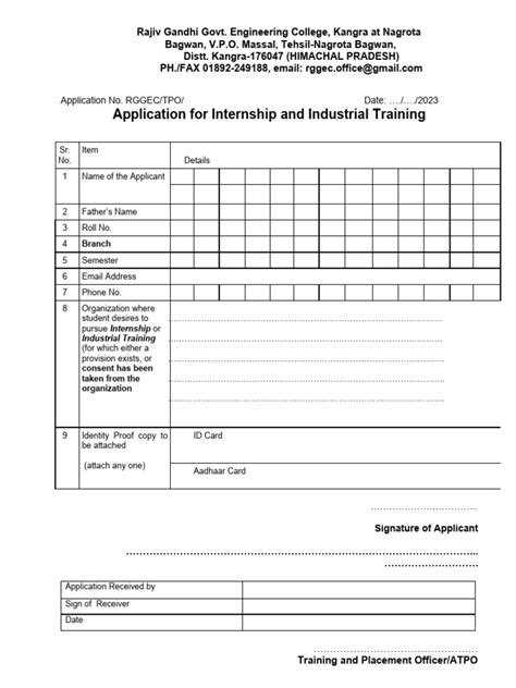 Training N Internship Formats Tpo Rggec Pdf Computing