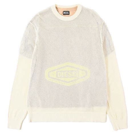 【楽天市場】 Diesel ディーゼル メンズ 長袖メッシュニットレイヤード クルーネック 半袖tシャツ カットソー【k Roseville】【サイズs】【オフホワイト×ベージュ】die M