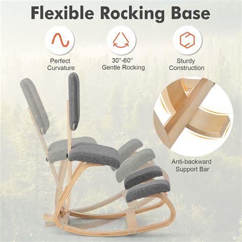 Gymax Ergonomic Kneeling Chair Upright Posture Polyester Support Chair