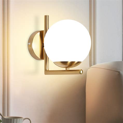 Nettlife Applique Murale Vintage Boule De Verre Dorée E27 Lampe Murale
