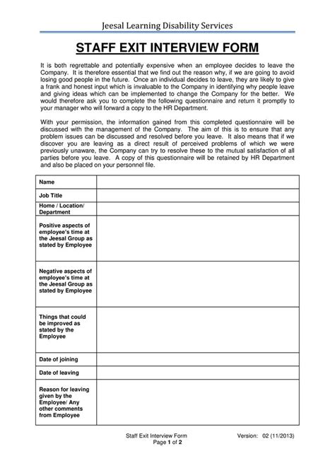 Staff Exit Interview Form How To Create A Staff Exit Interview Form